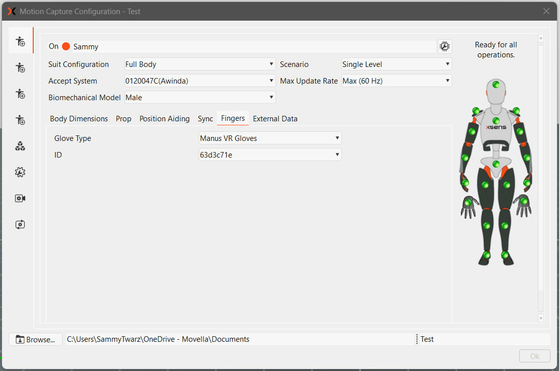 How to setup the Metagloves Pro by Manus with Xsens software
