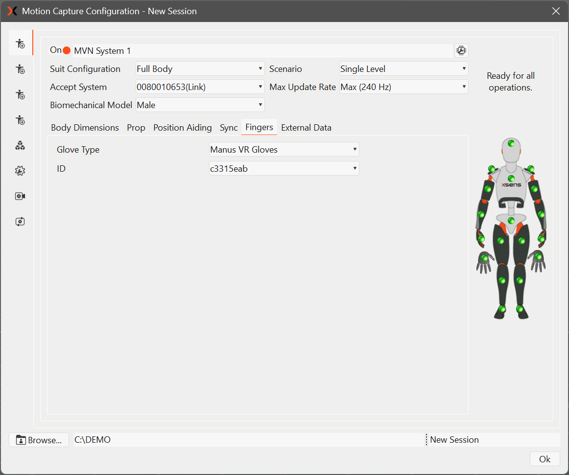 How to set up the Xsens Metagloves by Manus with MVN